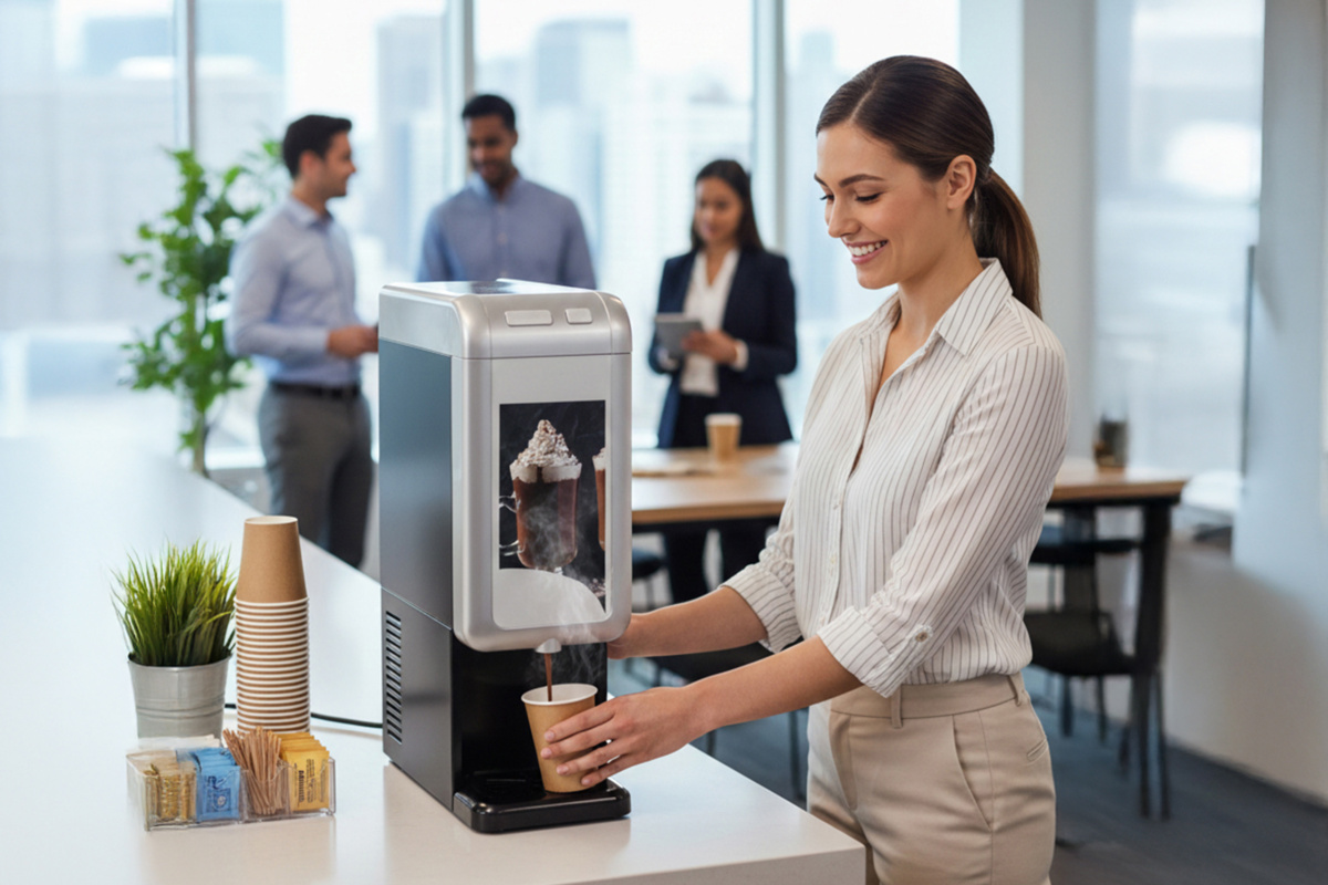 Women dispensing hot-chocolate